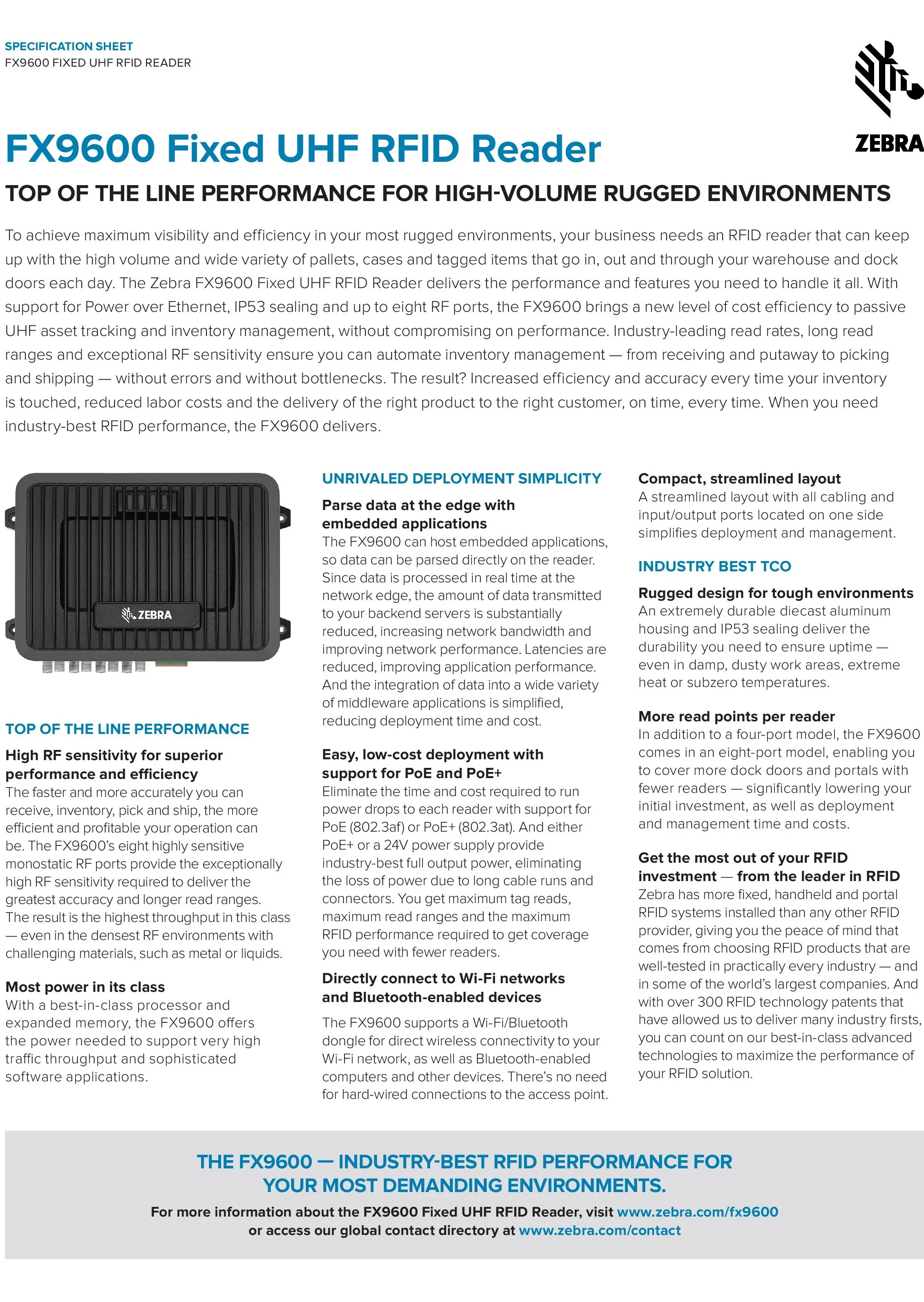 ZEBRA FX9600 - High-Performance RFID Reader for Rugged Environments