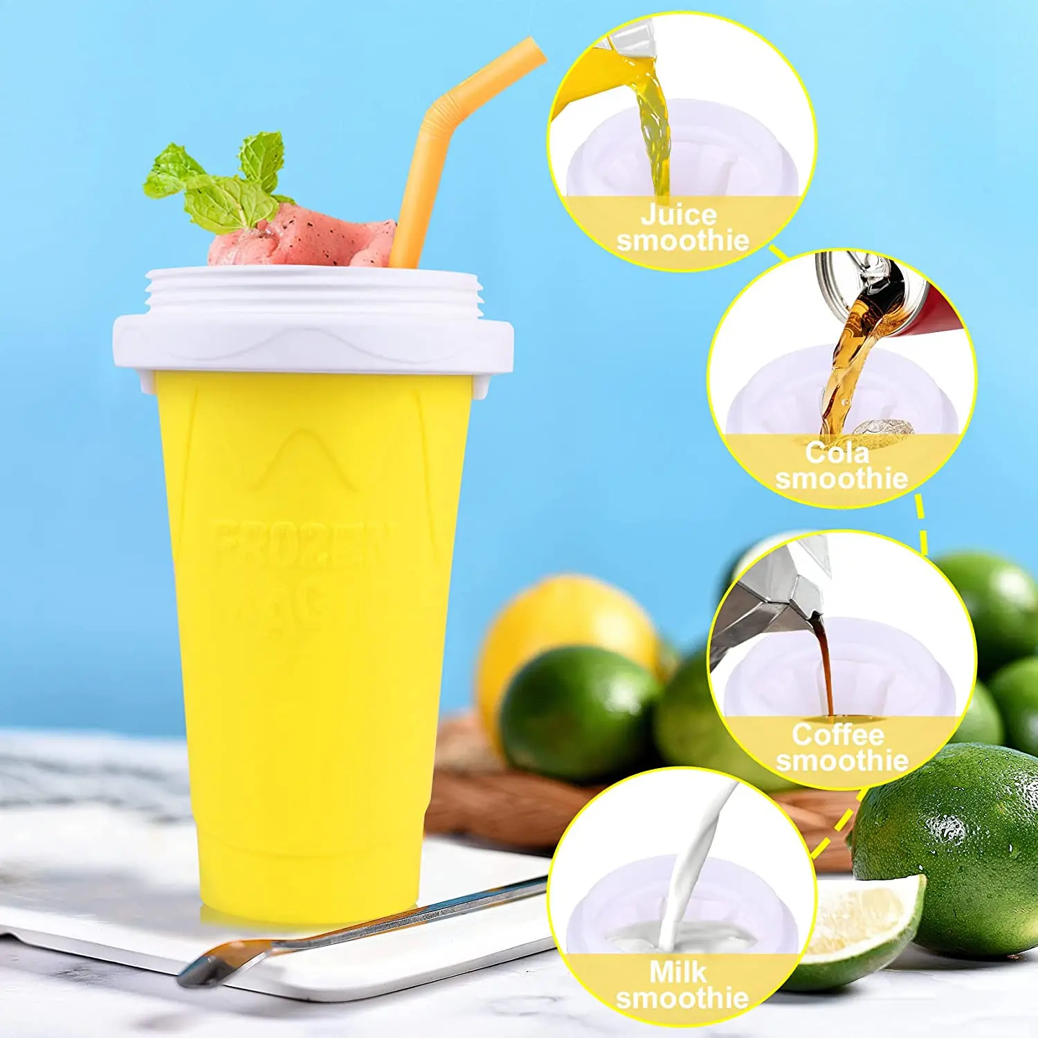 Frozen Magic Slushy Cup Four Color Food Grade Silicone Slushy Maker Cup ...