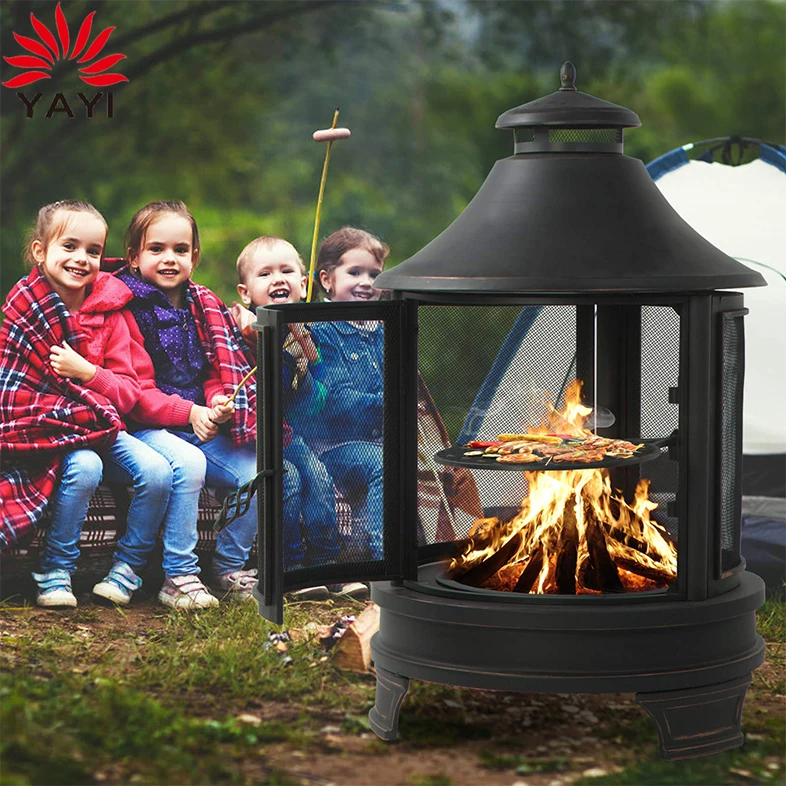Backyard And Patio Modern Bonfire Metal Wood-burning Enclosed Outdoor ...