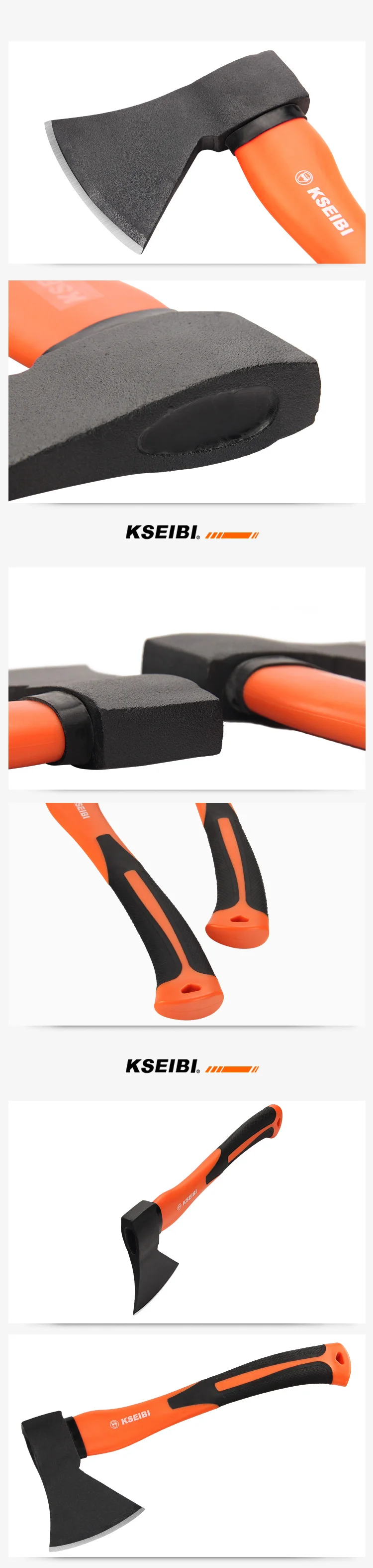 KSEIBI Professional Drop Forged Carbon Steel Axe with Fiberglass Handle