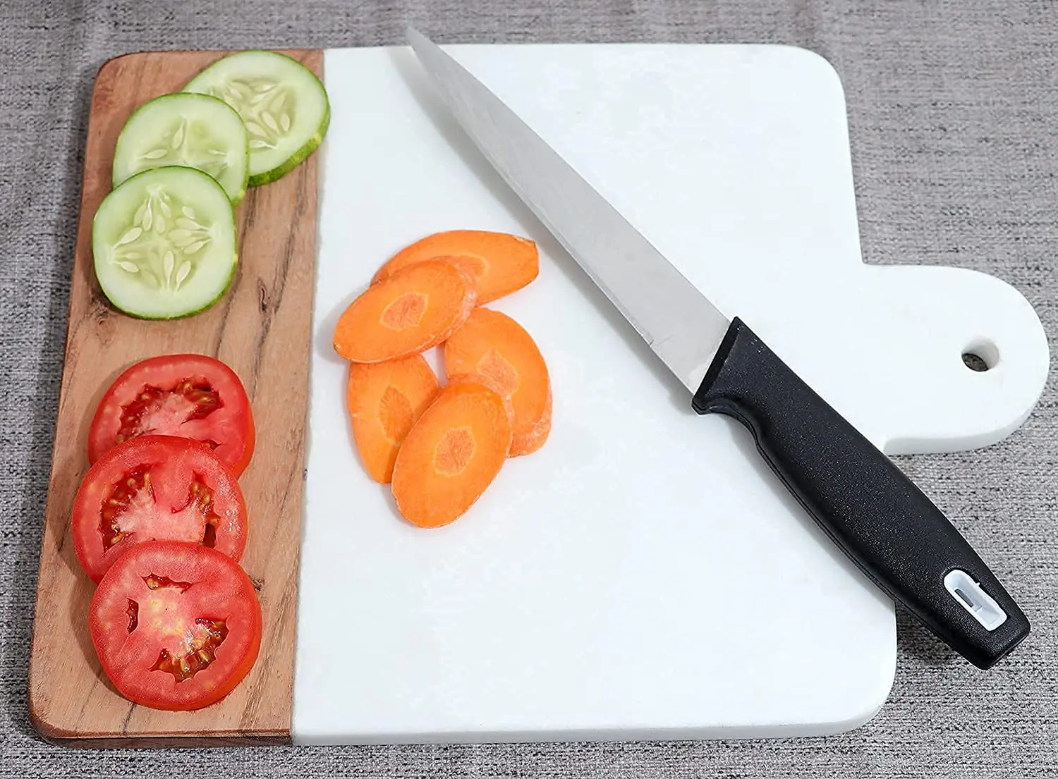 Wooden Square Chopping Board Half Hand White Enameled For Kitchen ...