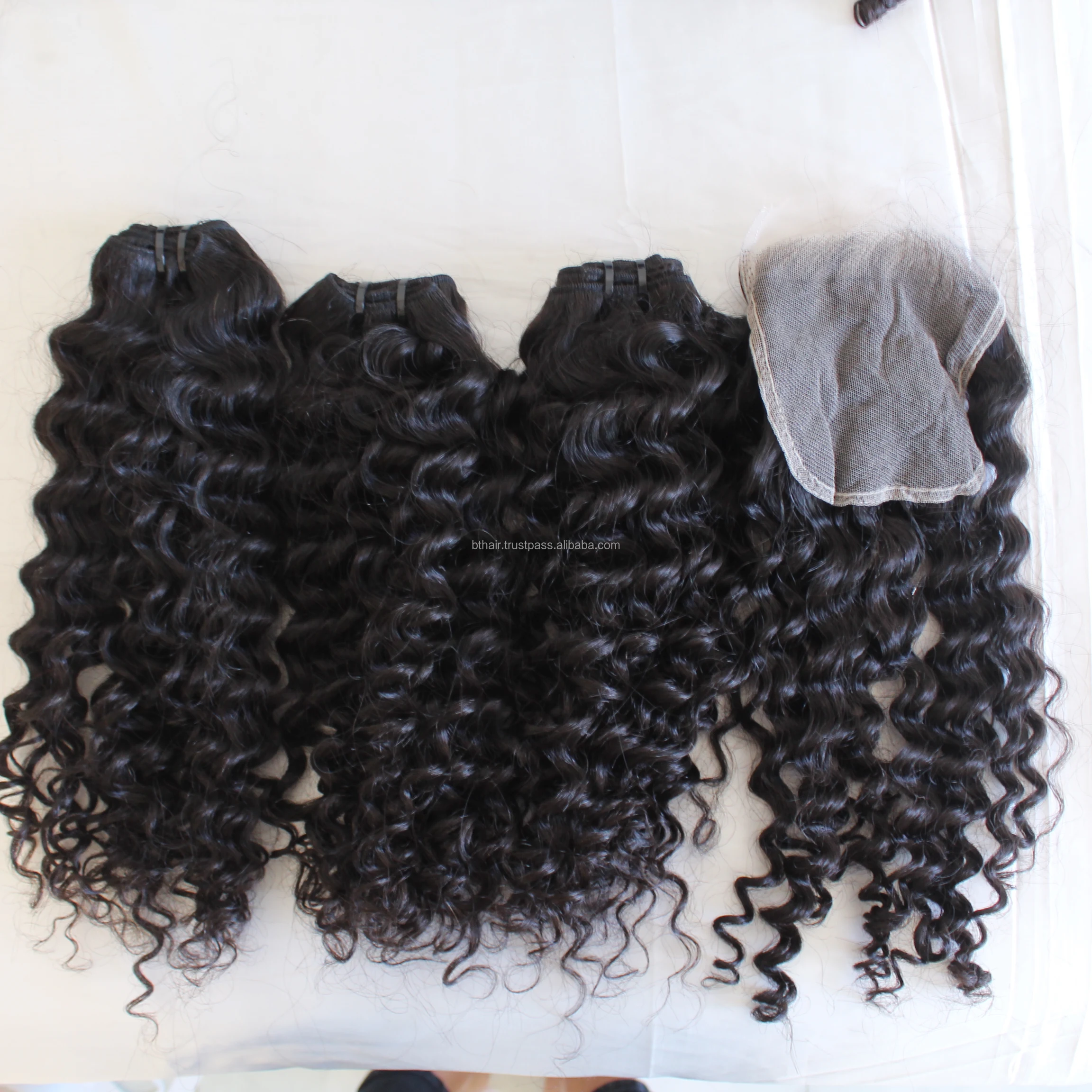 High Quality Curly Hair Bundles With Lace Closure From Vietnam,3 ...