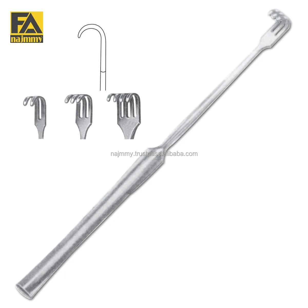 MILLER RETRACTORS Small Curve 9 Prongs sharp Jaw Depth 7.20 mm Jaw ...