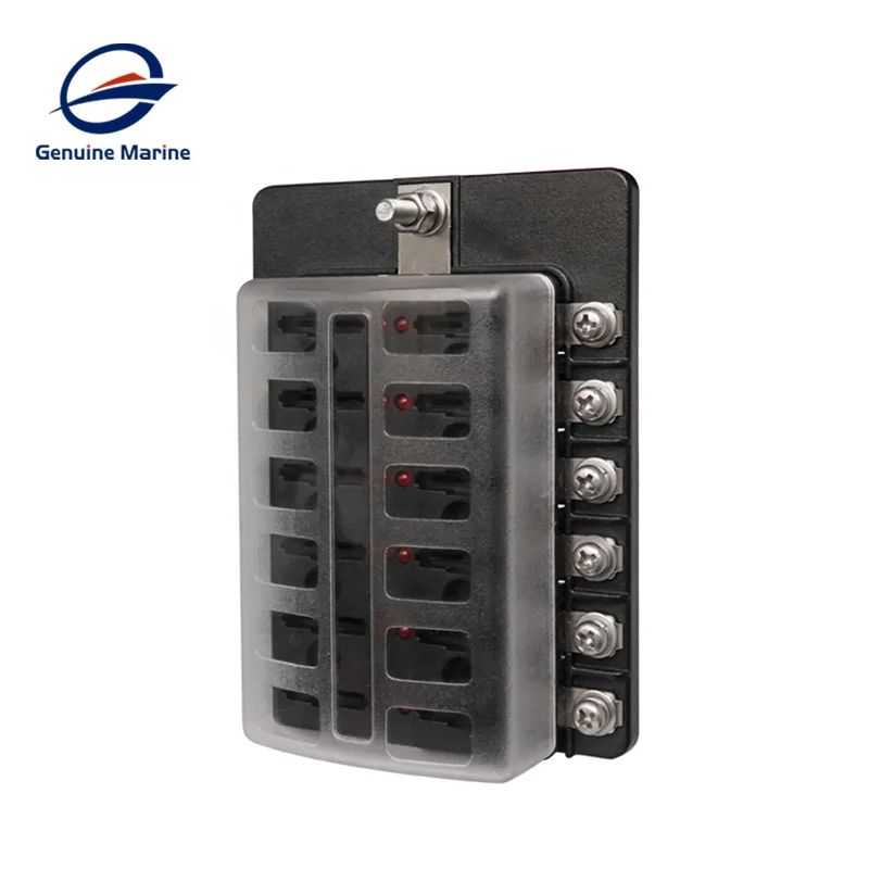 Genuine Marine Waterproof Dc Fuse Box 12 Way Circuit With Cover For Car ...