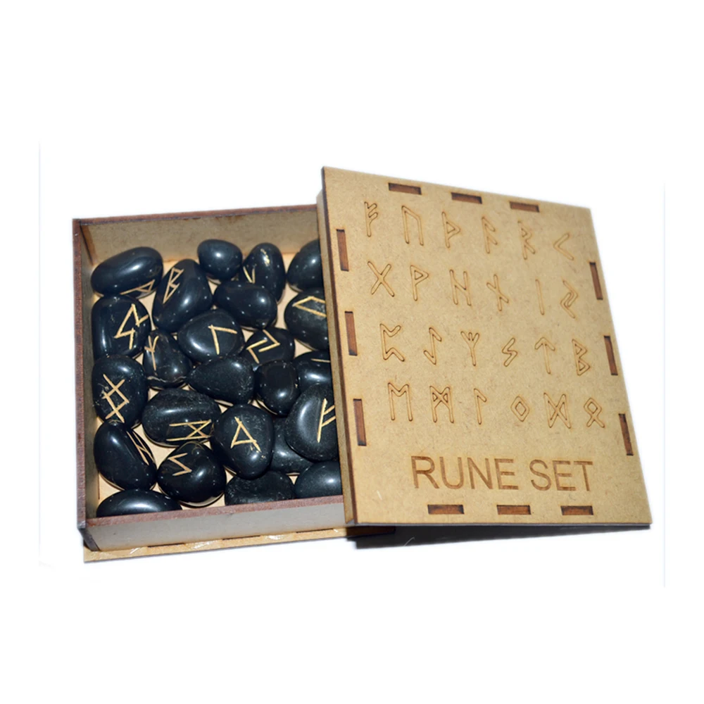 Best Quality Black Obsidian Rune Set With Gift Box - Buy Rune Sets Rune ...