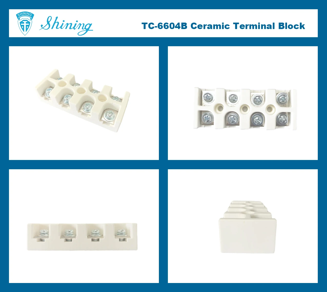 TC-6604B 60A 4 Way Ceramic Terminal Block - Reliable Connections