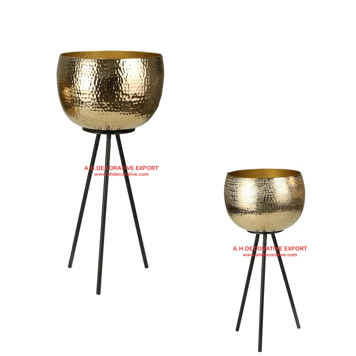 Metal Wine Glass Vase Hammered Design Handmade Gold Plating Flowers ...