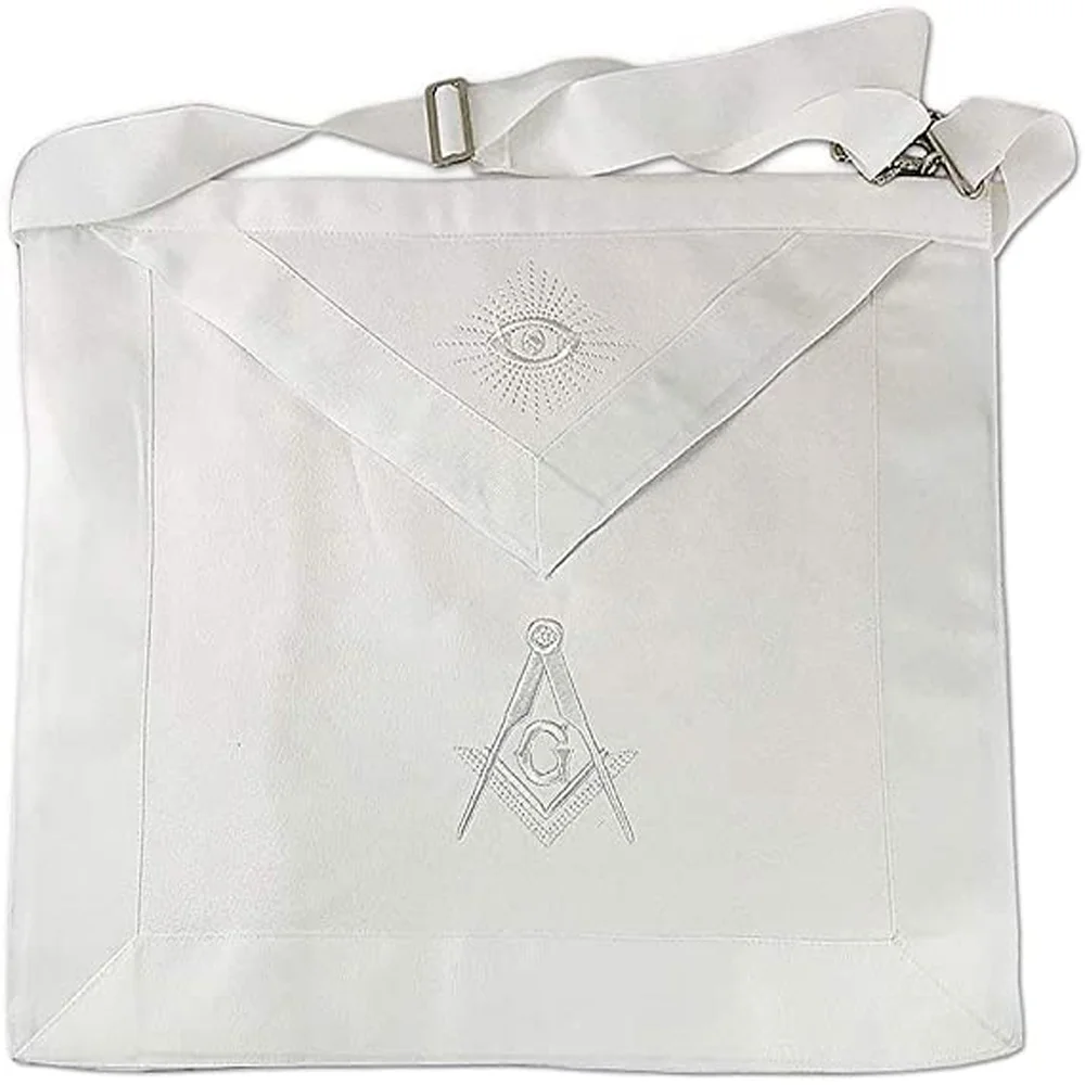 Masonic White Apron Square And Compass Machine Embroidered Logo With ...