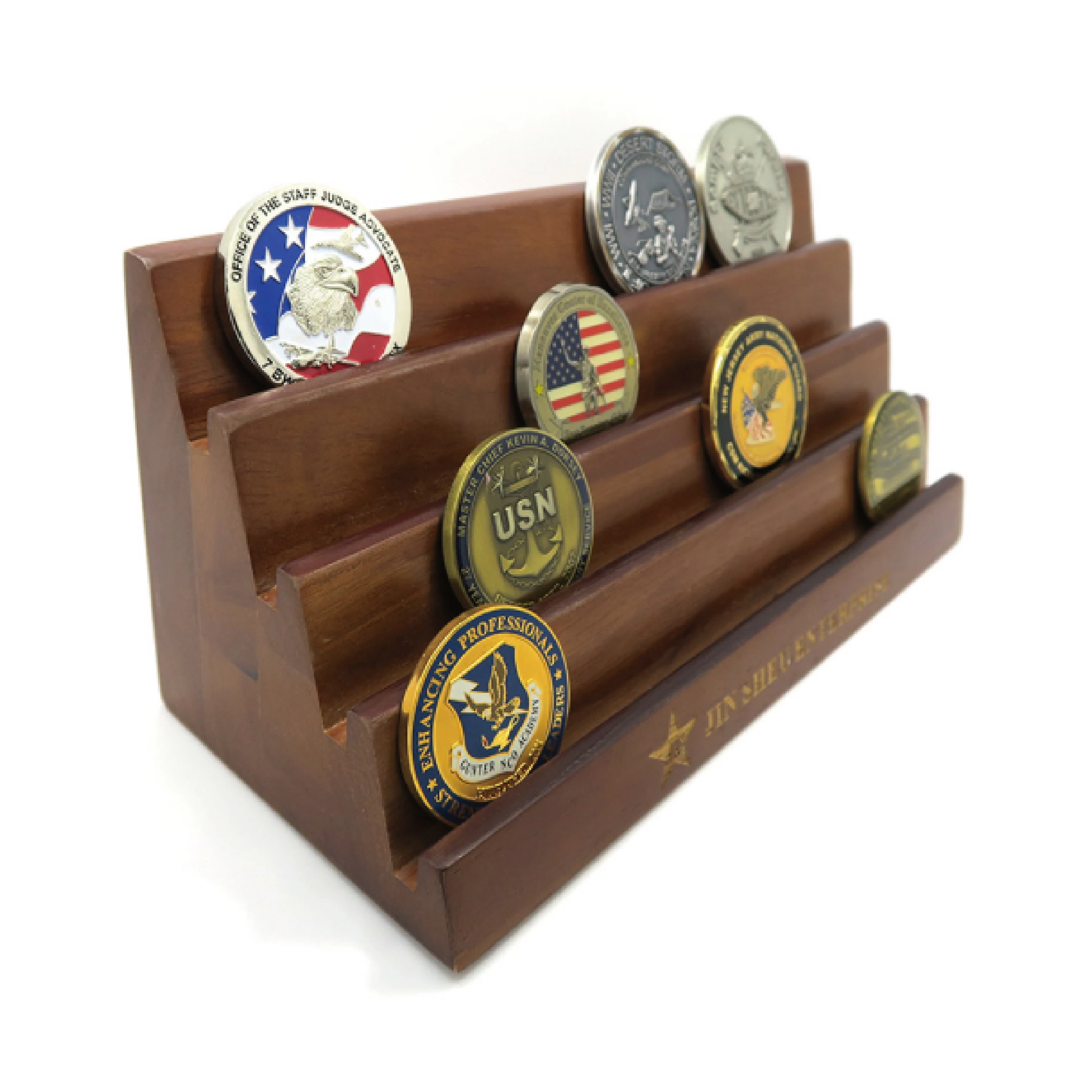 Custom Collection Challenge Coin Wooden Step Display Stand - Buy ...