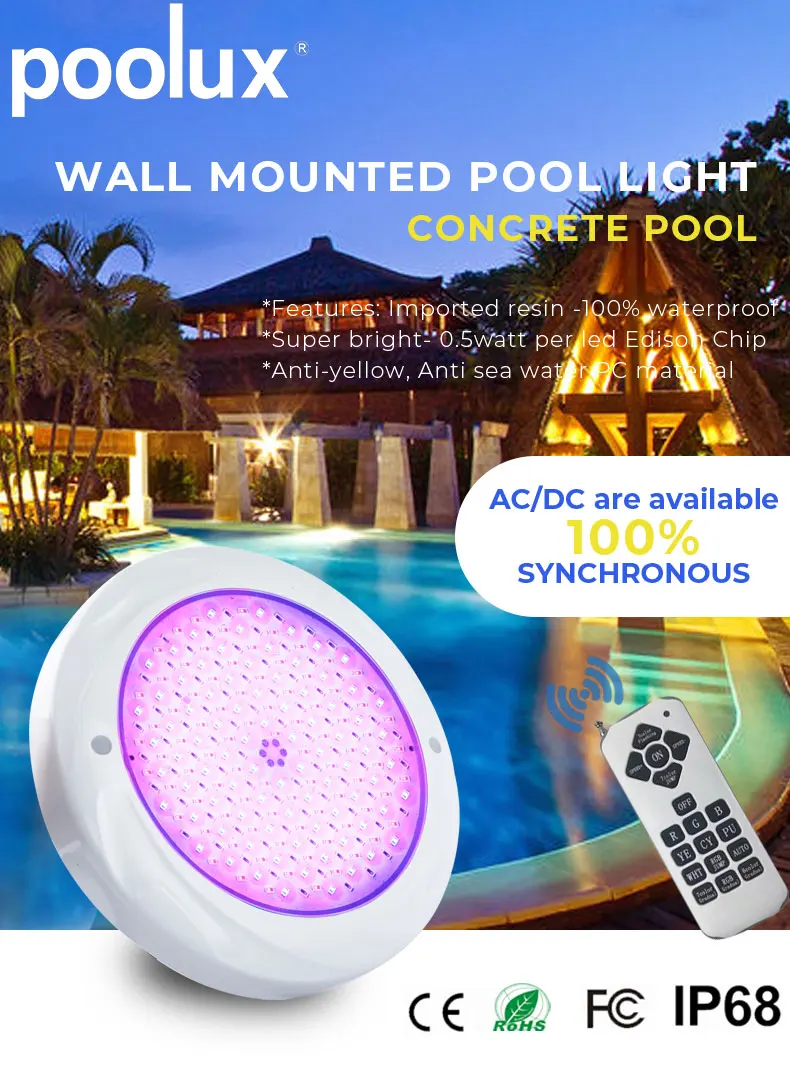 2022 Outdoor Remote Wifi Control White 12v Rgb 18w 24w 35w Wall Mounted Swimming Pool Led Light ...