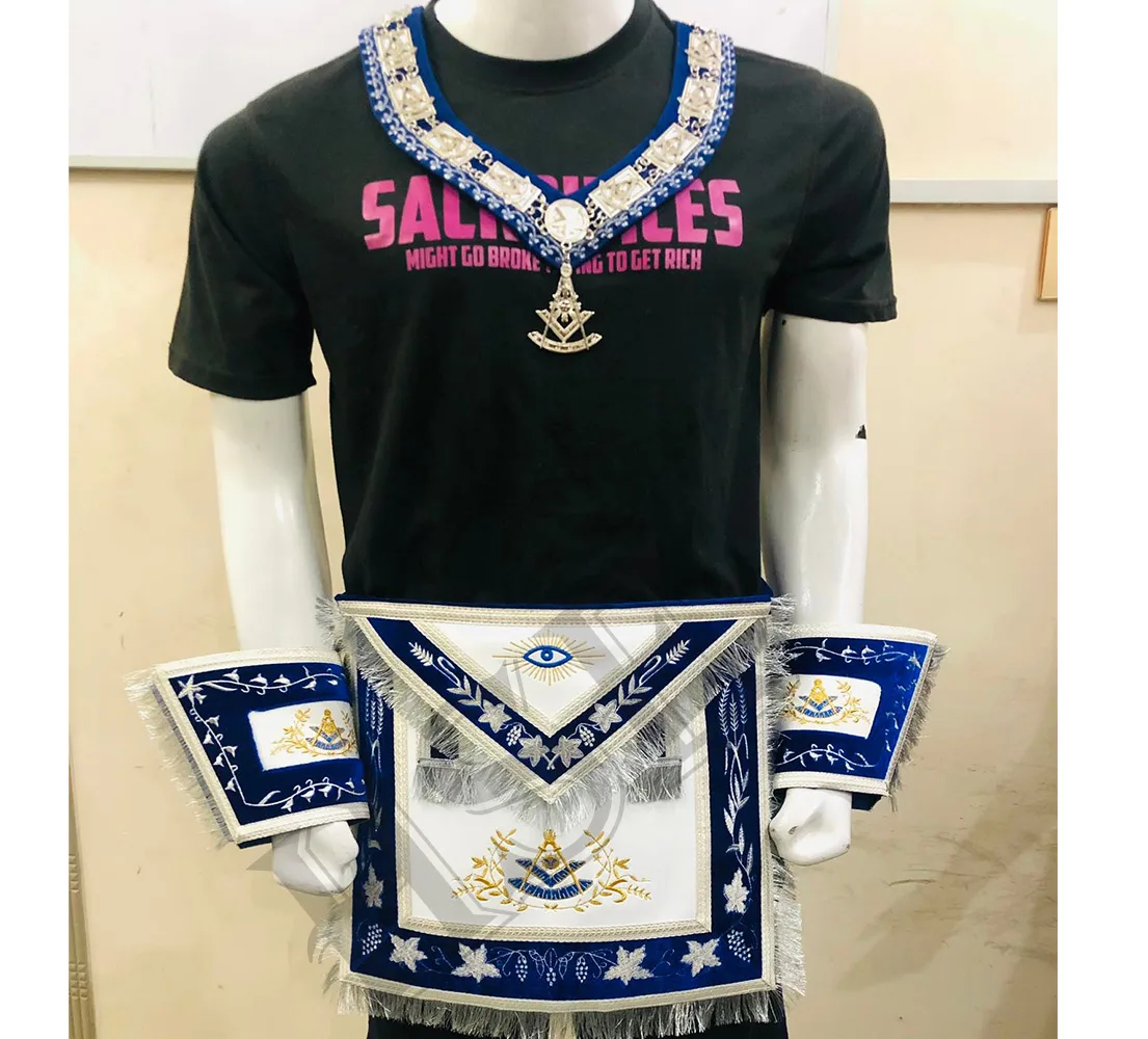 Masonicregalia Past Master Apron,Cuffs And Collar Royal Blue Velvet-hse ...