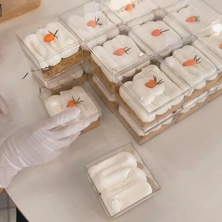 Customizable Clear Acrylic Cake Boxes for Sushi & Cookies