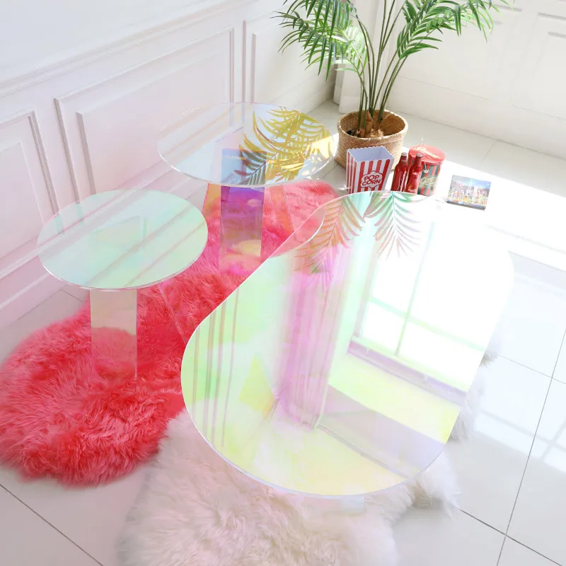 Hologram Acryl Rainbow Shimmer Round Table W600 Coffee Tea Table ...