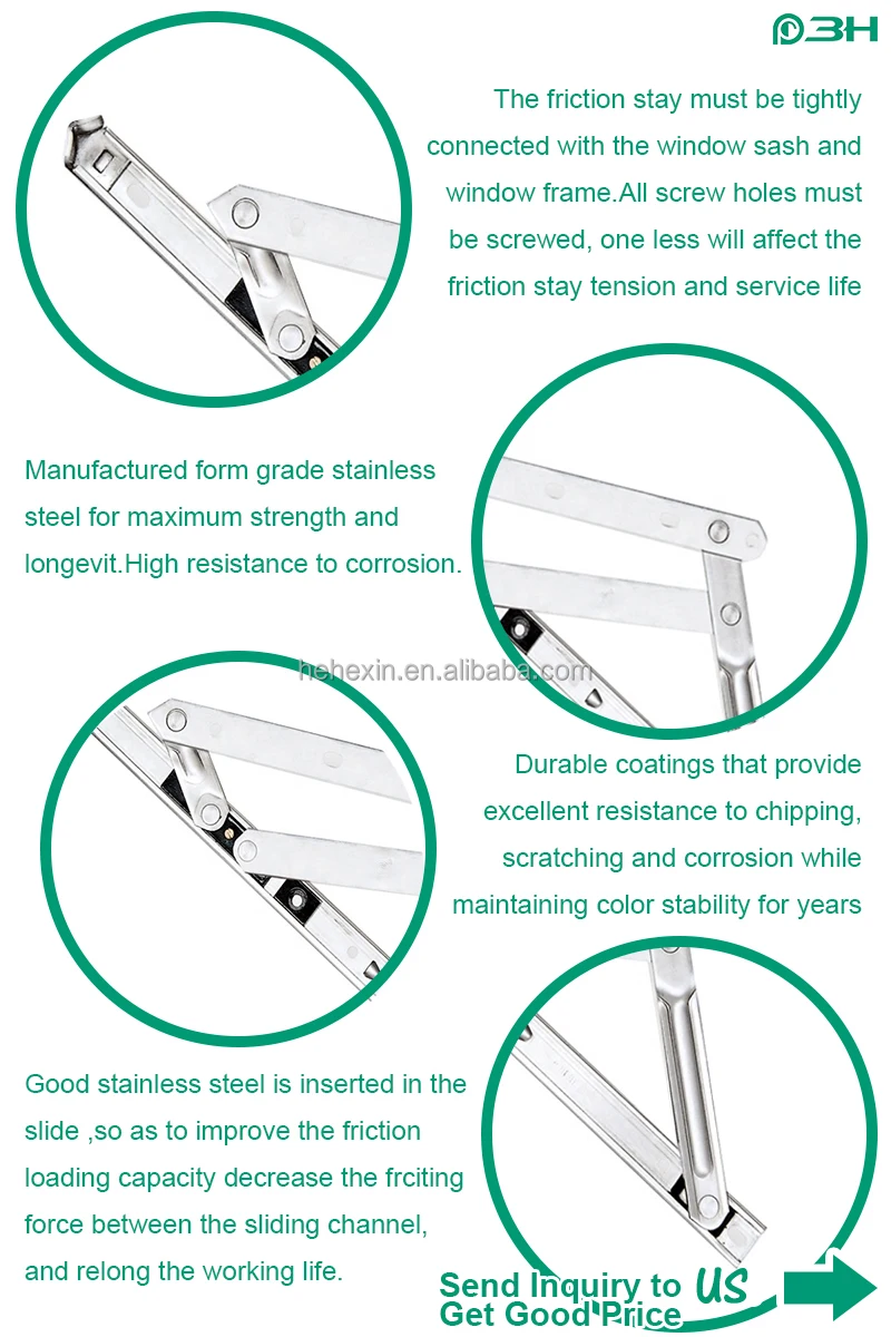 Aluminum UPVC Casement Window Hinge - Tilt and Turn Friction
