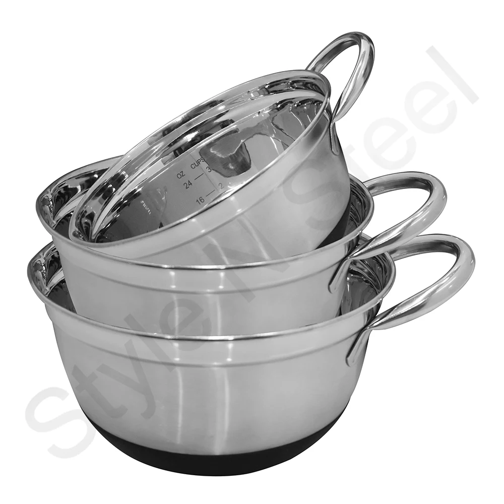 Dinner Table Set Plastic Fruit Salad Stainless Steel Measuring Bowl Set ...