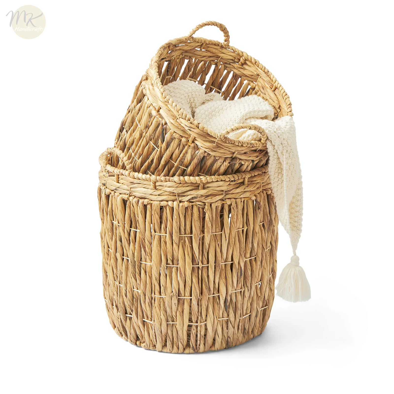 Contemporary-styled Large Wicker Storage Woven Water Hyacinth Blanket ...