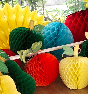 Honeycomb Tissue Paper Fruit Orange Party Decoration 23CM Height Offset ...