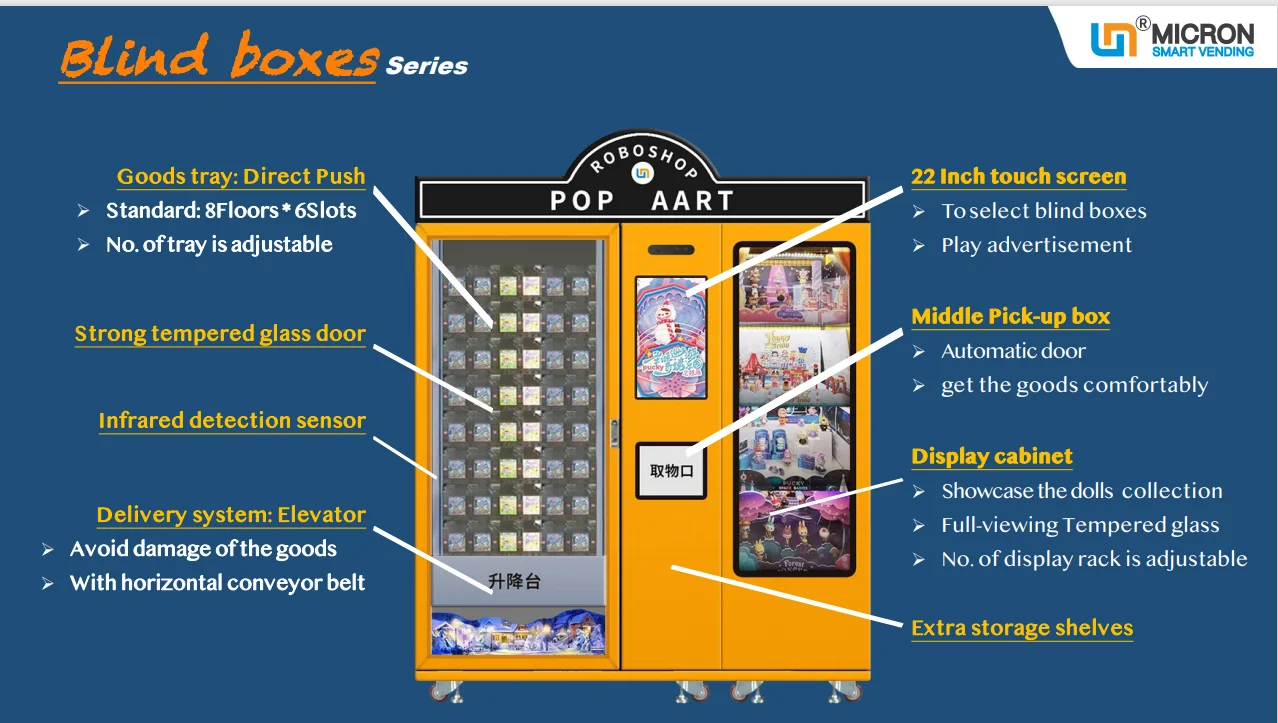 Blind Box Vending Machine With Showroom Elevator And Direct Push Aisle ...