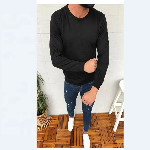 Oem 2023 Men Gym Long Sleeve T-shirt Slim Fit Casual Blouse Tops Cotton ...