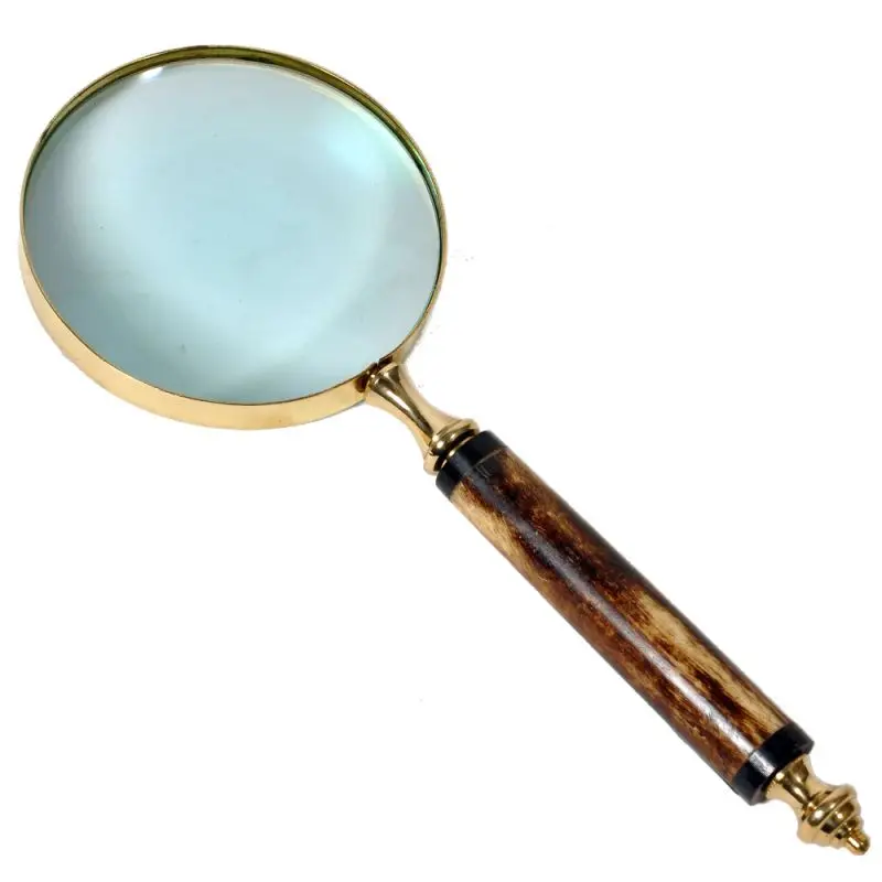 Magnifying Magnifier Large Metal 10x Wooden Hand Held Vintage ...