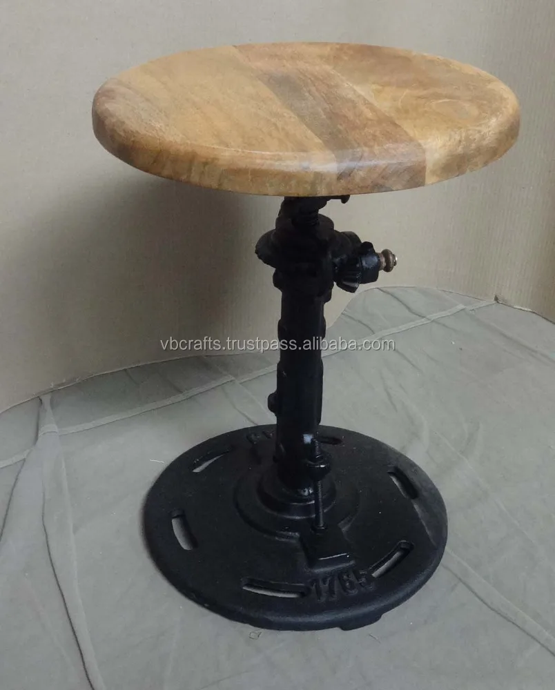 Vintage Industrial Crank Base Metal Stool Hand Adjustable Lifting Bone ...