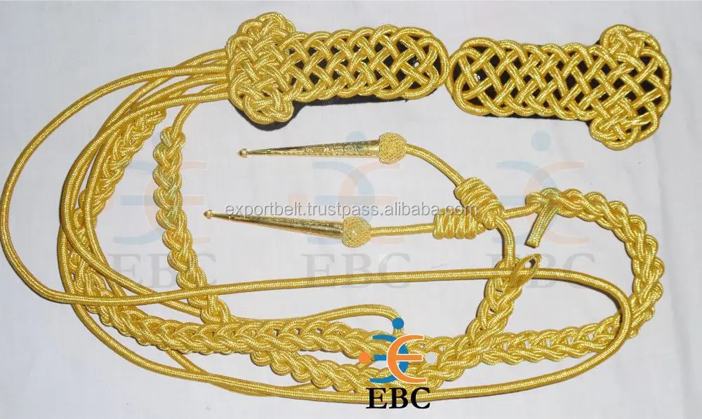 Custom Unisex Golden Aiguillette Cords for Ceremonial Use