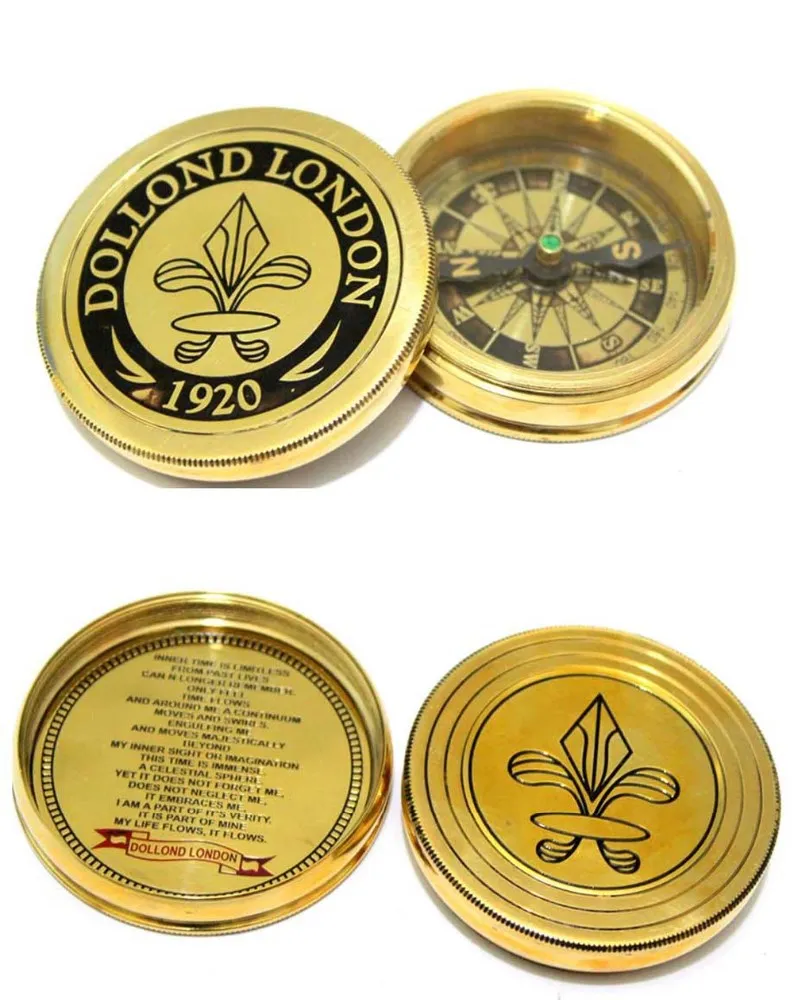 Handmade Antique Brass Pocket Compass With Famous Scripture Engraved ...