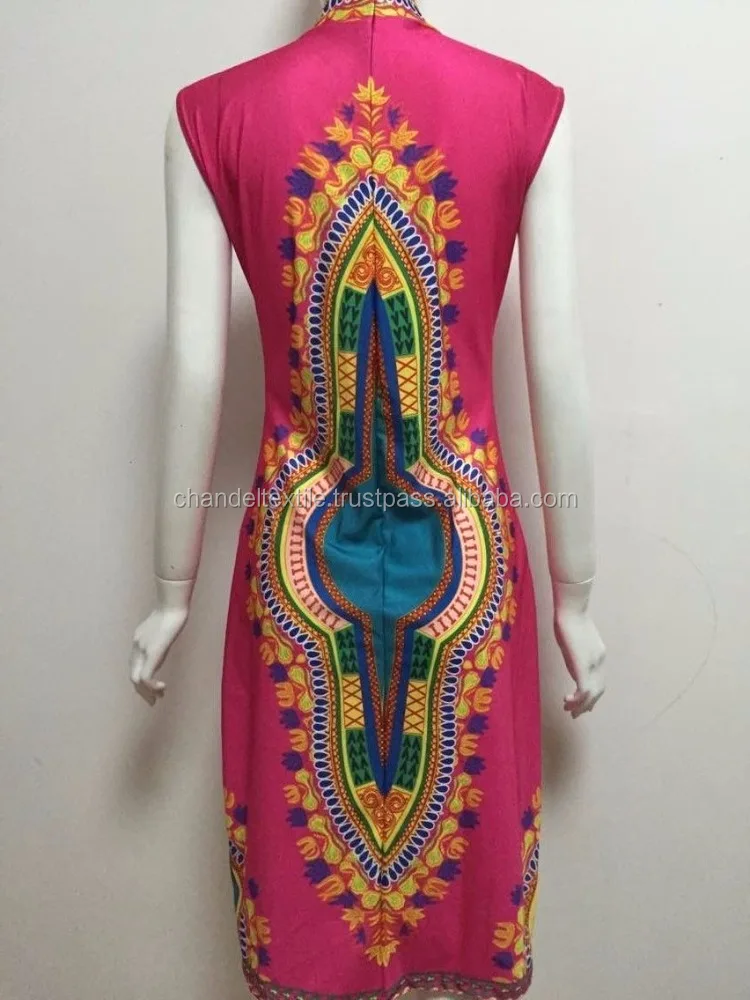 African Dashiki Print Cotton Women Sexy Sleeveless Bodycon Dashiki