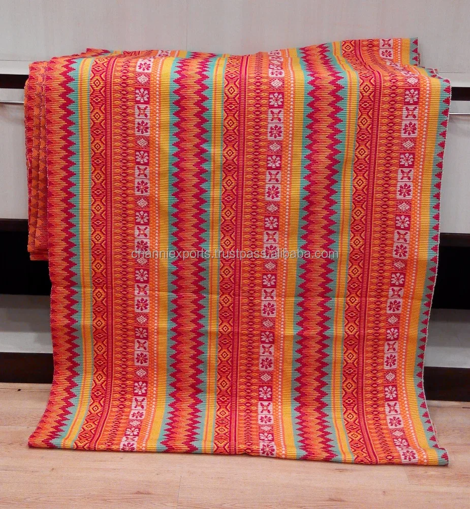 Beautiful Multi Color Handloom Fabric Boho Fashion Cotton Wool Woven ...