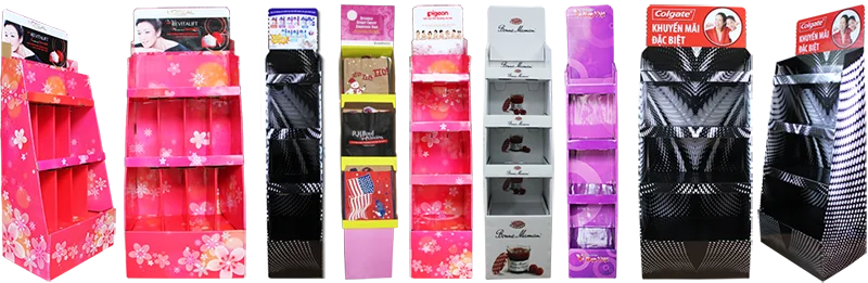 4-Tier Corrugated Paper Display Shelf Custom Cardboard Floor Display ...