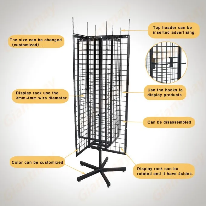 Product Accessories Shelf Wire Mesh Counter Top Rotating Display Stand ...