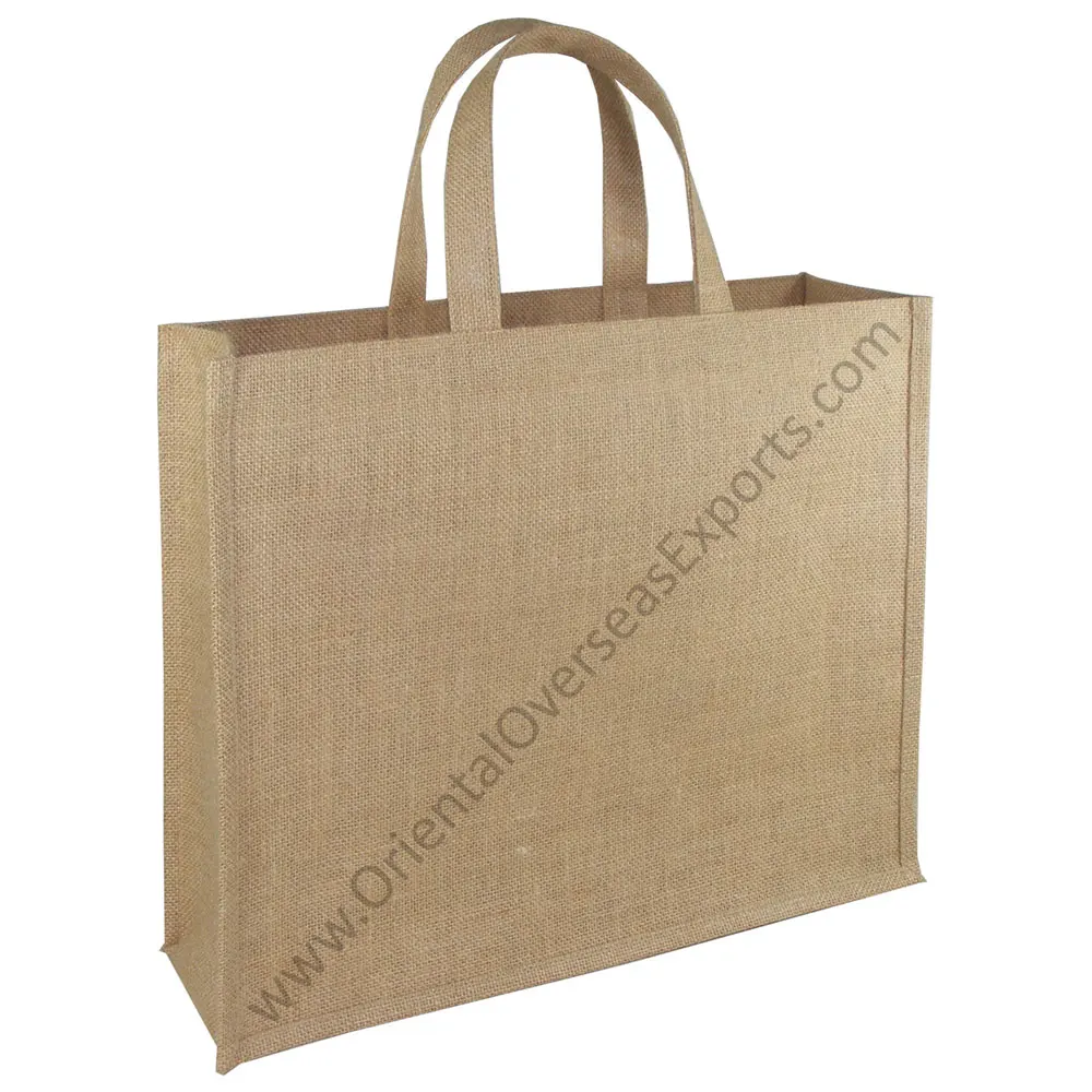 Custom Printed Laminated Natural Jute Shopping Bag With Your Text Or