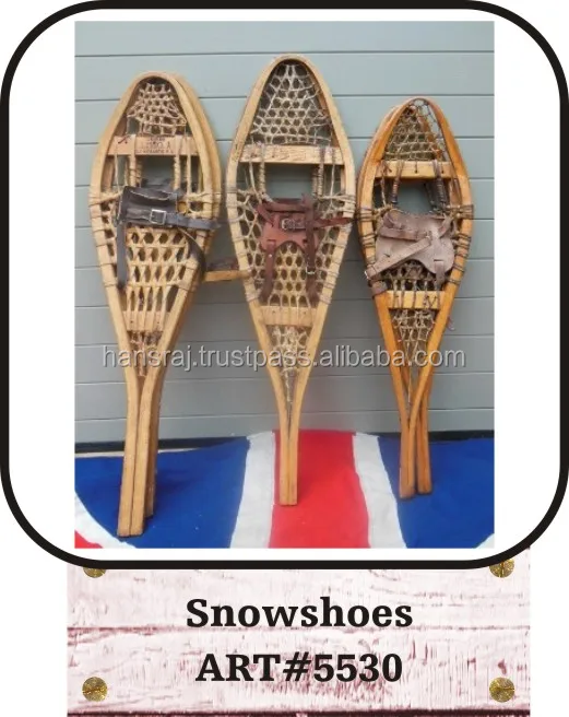 Vintage Wooden Snowshoes - Customizable Color & Size