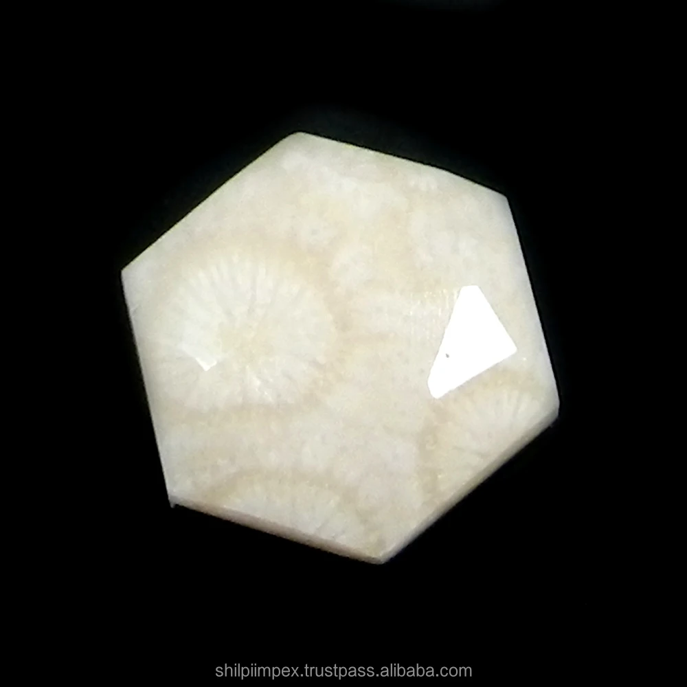 Natural Coral 12x12mm Hexagon Rose Cut 5.60 Cts Loose Gemstone - Buy ...