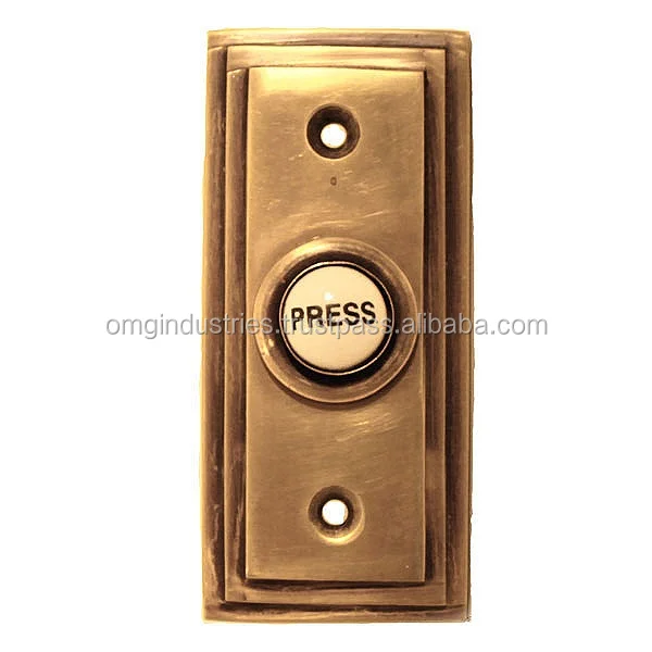 OMG Industries Cast Iron Brass Antique Ring Door Puss Bell Plate