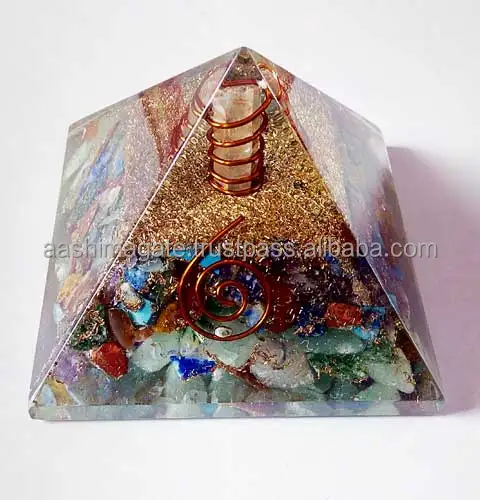 Mix Gemstone Orgone Pyramid With Charge Crystal Point Copper Coil ...