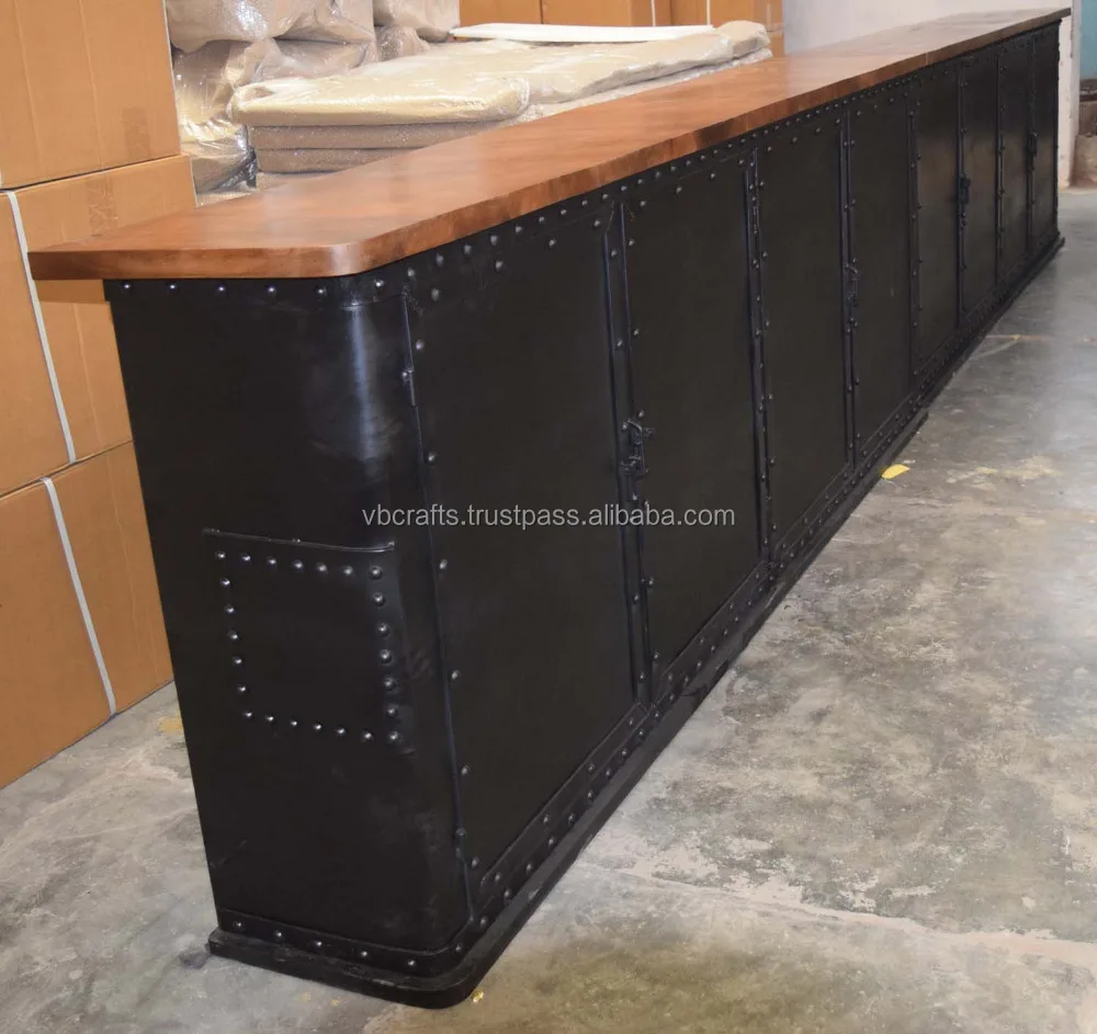 Industrial Antique American Style Metal Riveted Mango Wood Top Extra ...