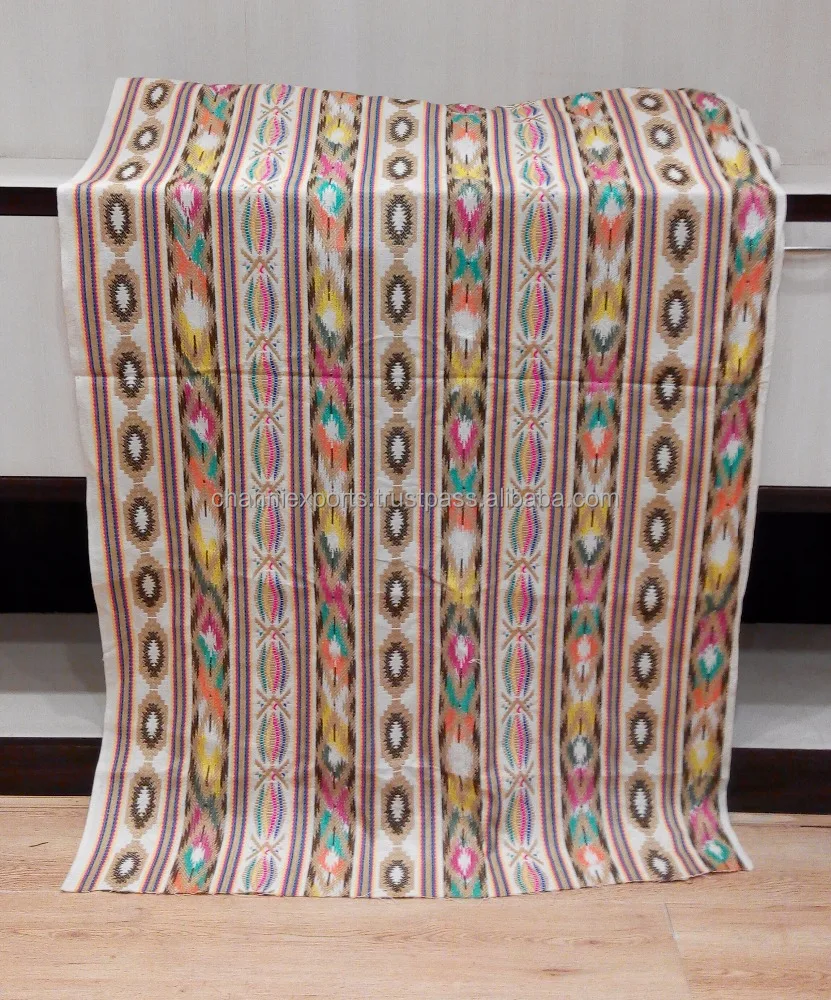 Beautiful Multi Color Handloom Fabric Boho Fashion Cotton Wool Woven ...