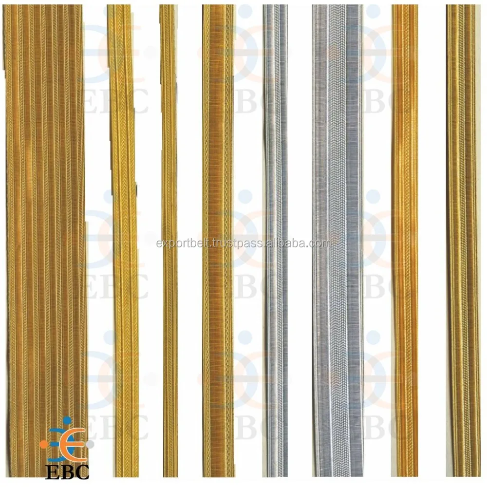 OEM 2mm 50mm Gold Metallic Jacquard Lace Trim for Wholesaling