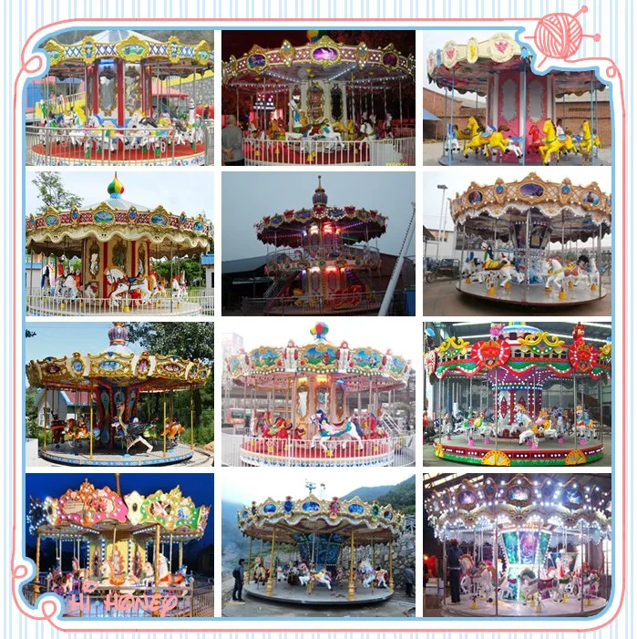 Kids Playground Animal Carousel Amusement Park Theme Merry Go Around ...