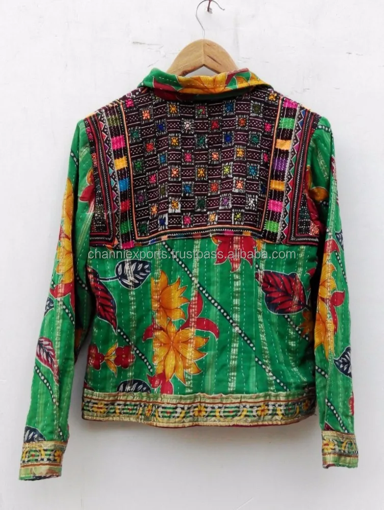 Colorful Handmade Kantha Quilted Jackets Colorful Cotton Vintage ...