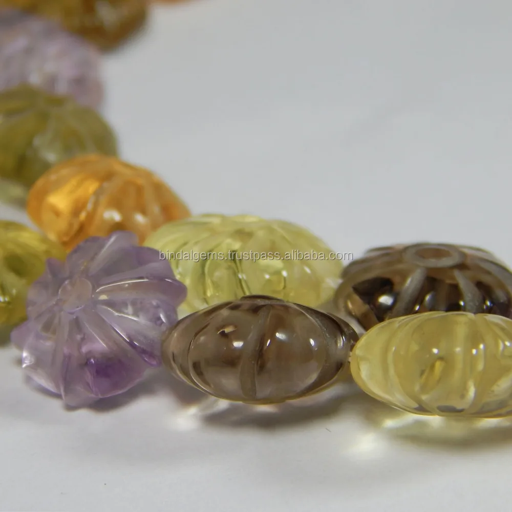 Pure Multi Colour Gemstone Flower Carved Loose Beads And Gemstone For ...