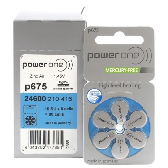 Power One Hearing Aid Power One Batteries Size 675 Blue Color Strip ...