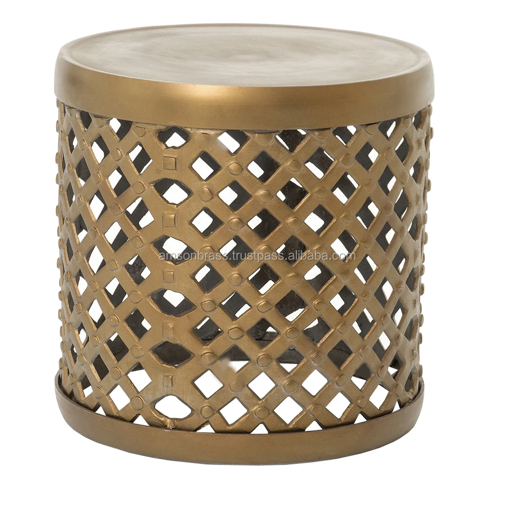 Metal Hammered Drum Table - Stylish Coffee Side Table