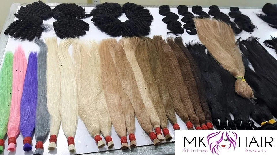 Rainbow Color Slavic Bulk Human Hair Extensions Light Color Hair ...