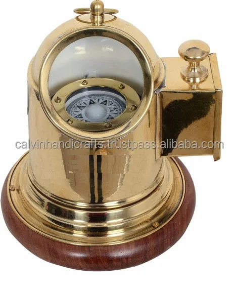 Vintage Antique Brass Binnacle Compass Lamp Nautical Compass With ...