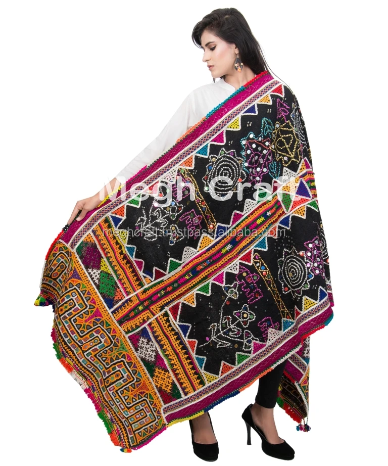 Banjara Rabari Vintage Shawl-Rabari Embroidery Wool Shawl-Dhabli shawl ...