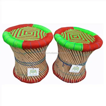 Premium Quality Bamboo Sarkanda Indian Cane Rattan Pouf Muddha Footrest ...