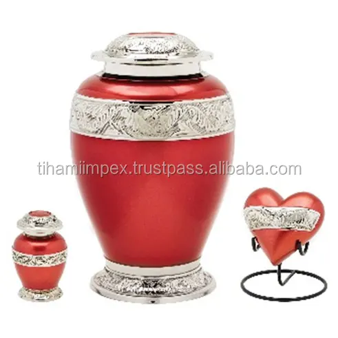 Indian Handcrafted Handmade Design Metal Funeral Urn Red Color Finished ...