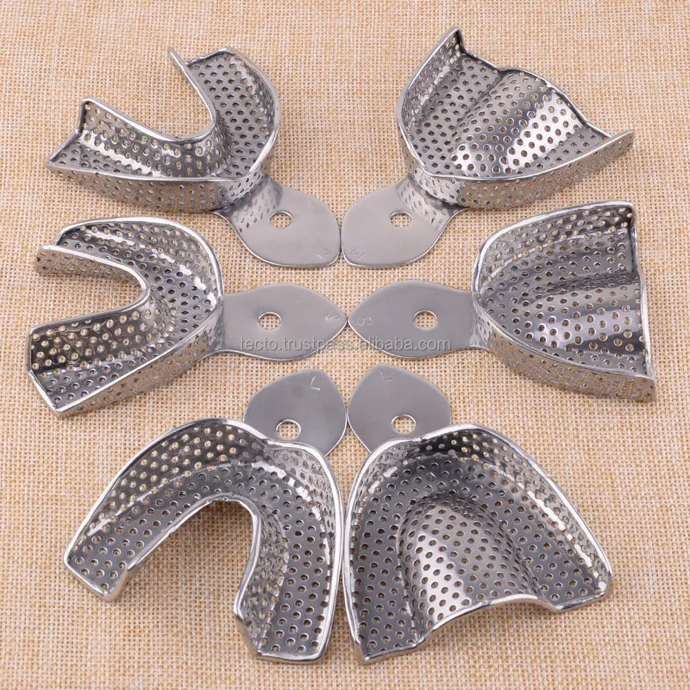 Dental Impression Tray 6 Pc Upper Lower Dental Autoclave Metal ...